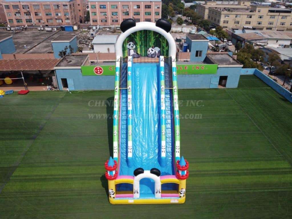 GS1-001B Giant Panda Castle Inflatable Slide - Chinee Inflatable