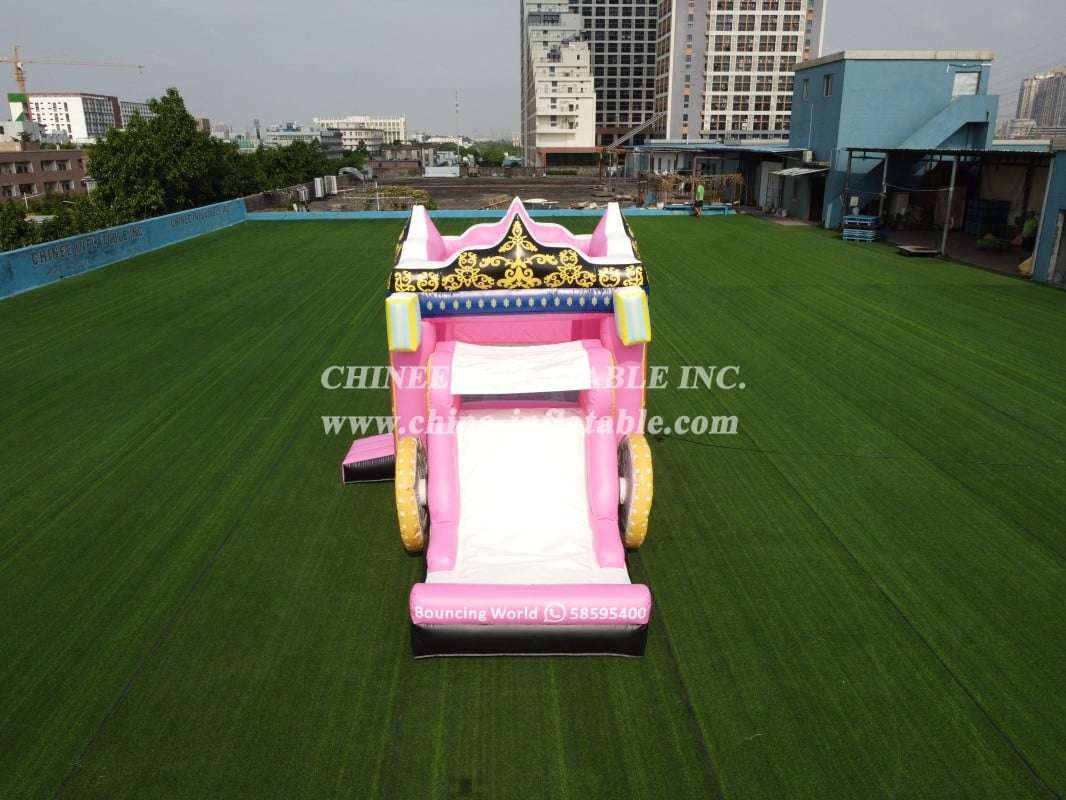 T5-672 Disney Pink Princess Carriage Combo Bouncer With Slide Party ...