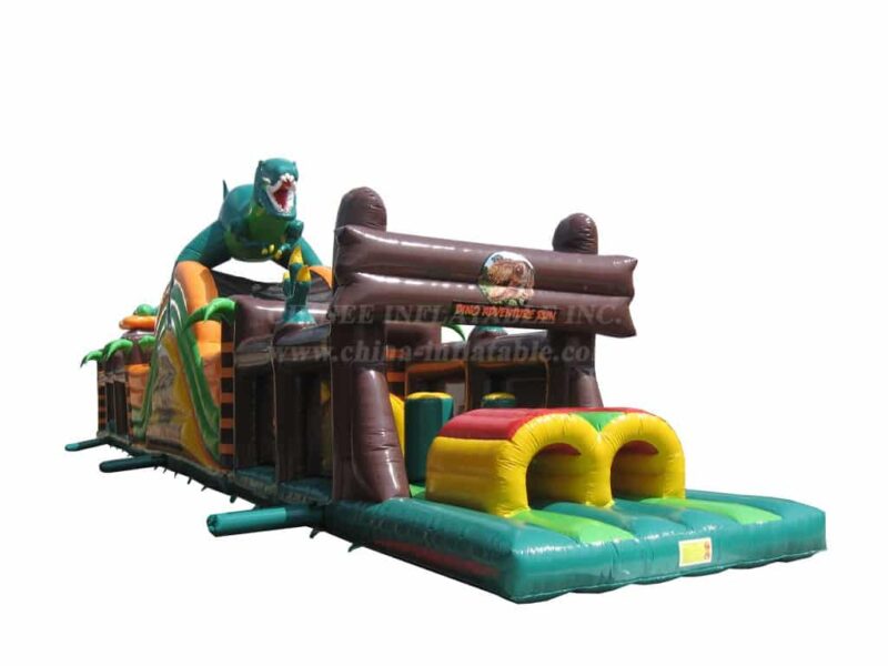 T7-1302 3 Part Dinosaur Obstacle Assault Run - Chinee Inflatable