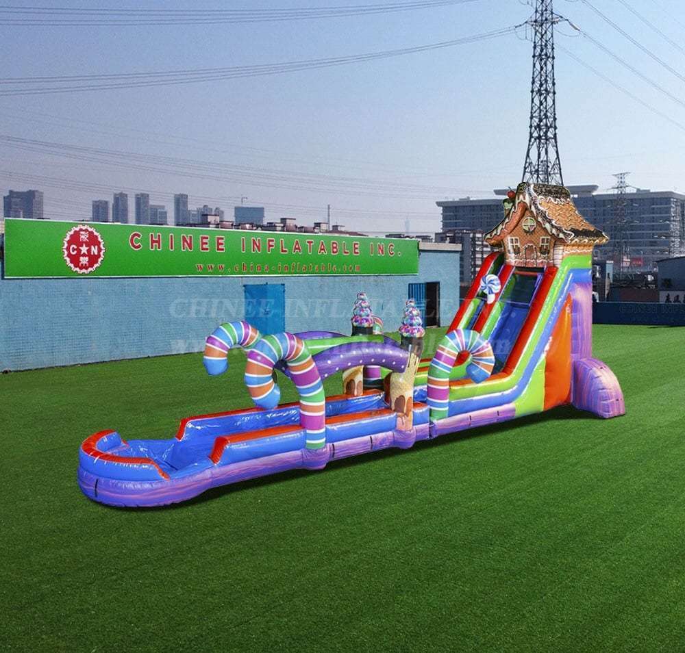 T8-4026 24 Ft Candy House Slide + Slip & Slide - Chinee Inflatable