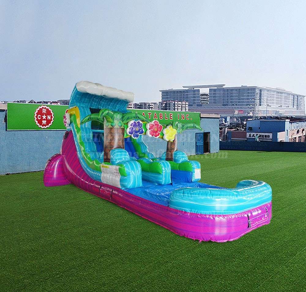 T8-4558 15′ Summer Luau Single Lane Water Slide - Chinee Inflatable